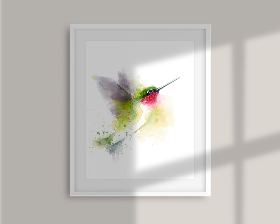PRINTABLE Ruby-throated Hummingbird Watercolour Painting - Digital ...