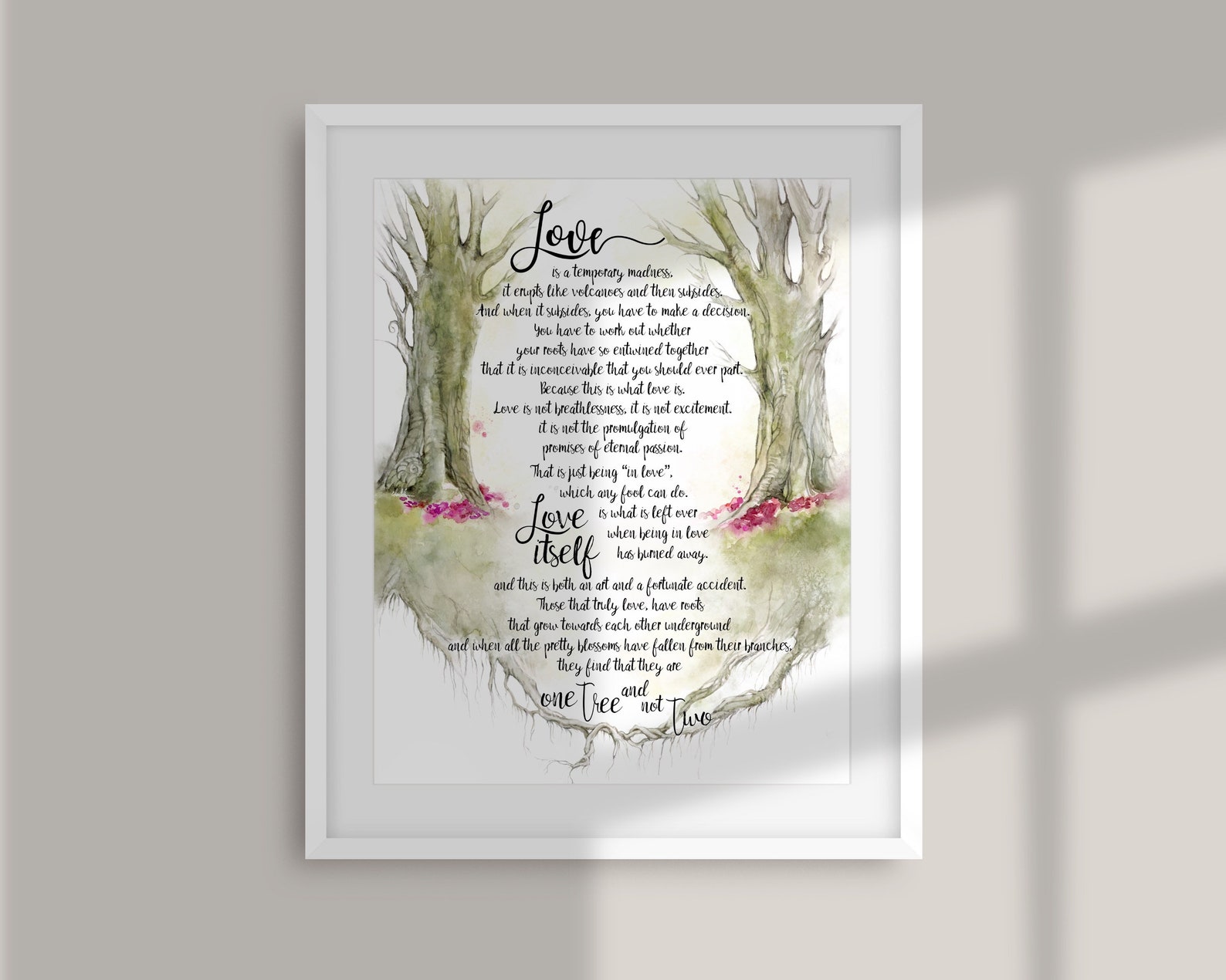 Entwined Trees Wedding Poem Art Print: Captain Corelli Mandolin - Etsy