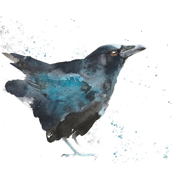 Raven Watercolor - Etsy