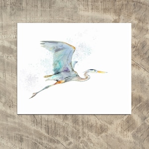 Great Blue Heron Flying Print From Original Watercolor Painting - Etsy