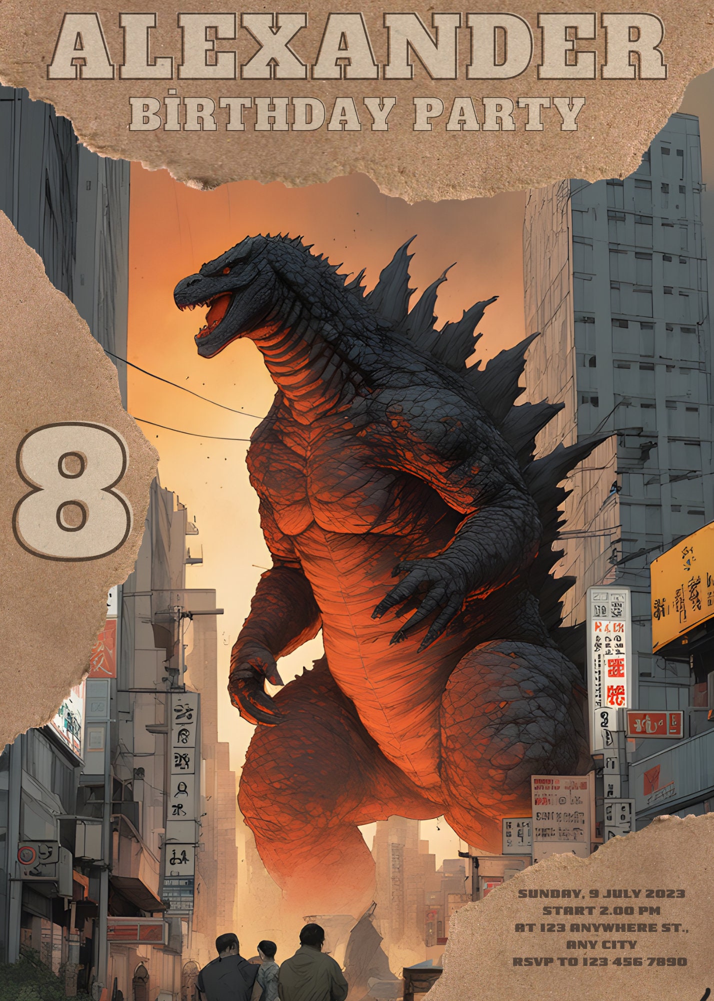 Editable Godzilla Vs King Kong Birthday Party Invitation Template ...