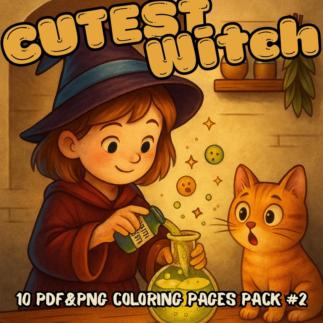 Cottagecore Witch Coloring Book #2, Cozy Magical Printable Pages - Etsy