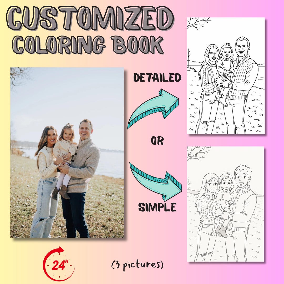 Personalized Coloring Book Page,custom Photo to Coloring Pages ...
