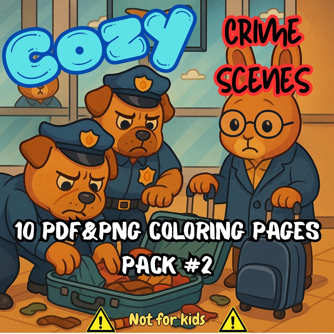 Cozy Crime Scenes Coloring Book #2, Detective Mystery Printable Pages ...