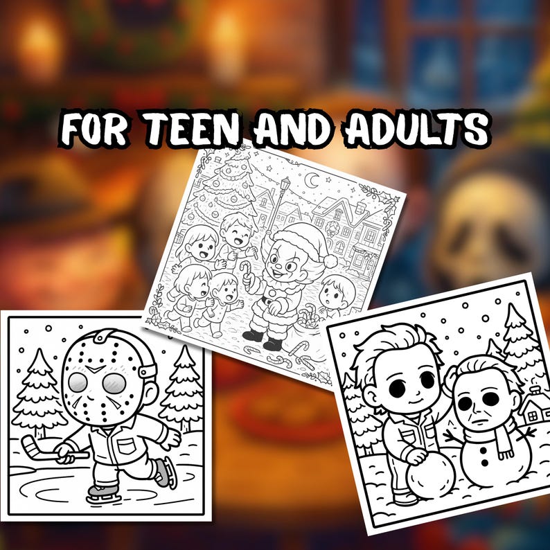 Cutest Serial Killers Christmas Coloring Book: 10 PDF & PNG Pages ...