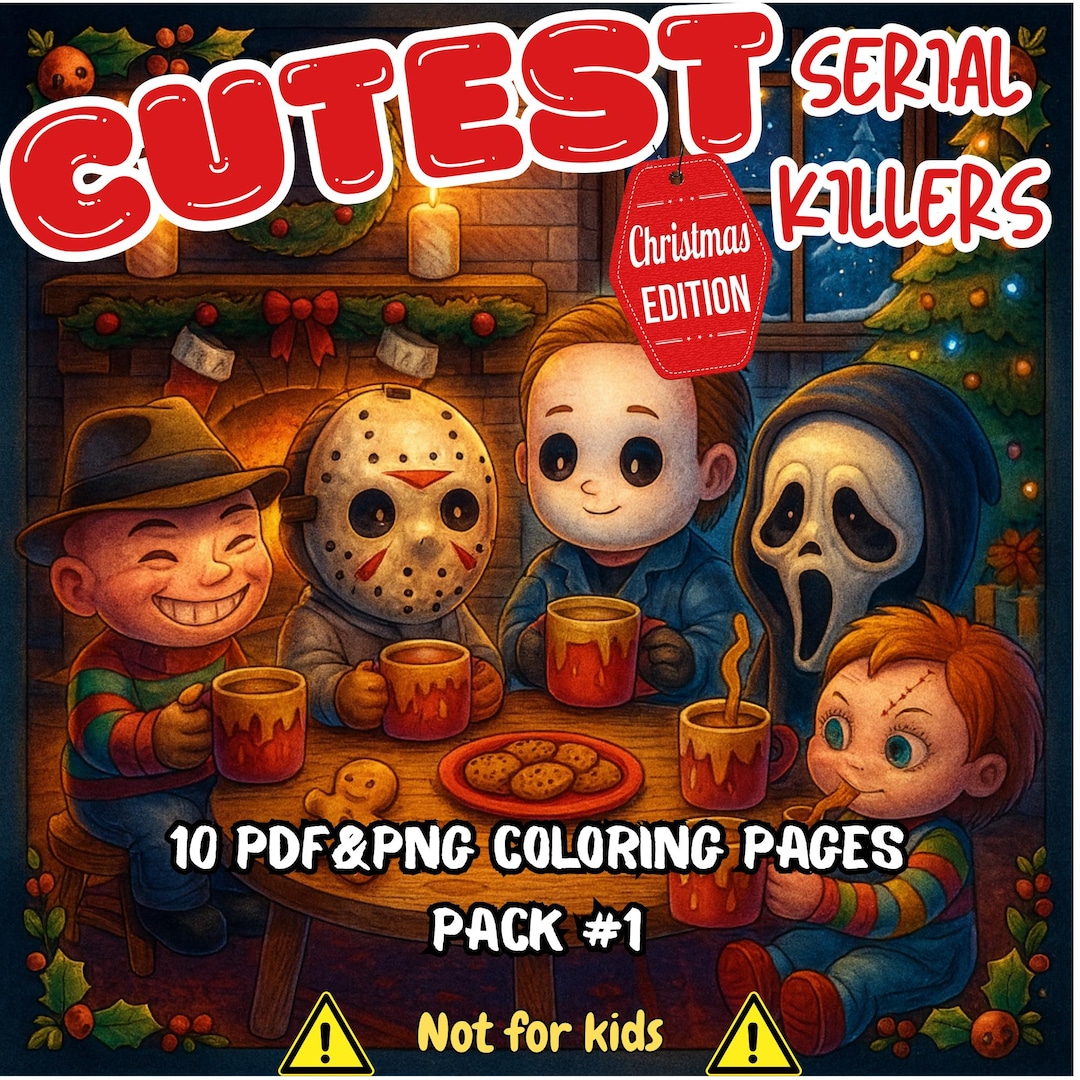 Cutest Serial Killers Christmas Coloring Book: 10 PDF & PNG Pages ...