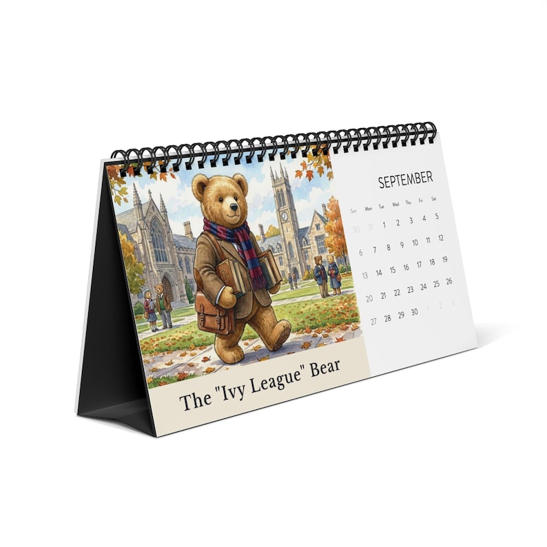 2026 Preppy Bear Desktop Calendar, Fashion Art Monthly Planner - Etsy