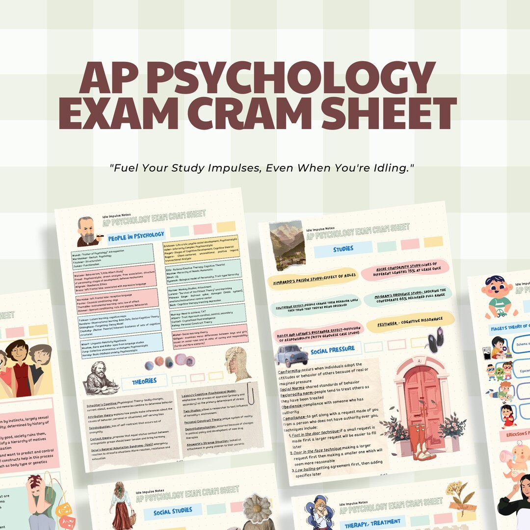 AP Psychology Exam Cram Sheet Adrenaline Rush Review - Etsy