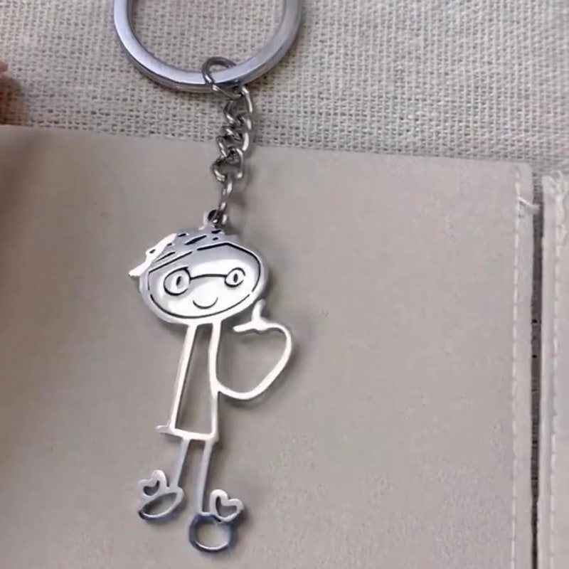 Kids Drawing Keychain - Etsy