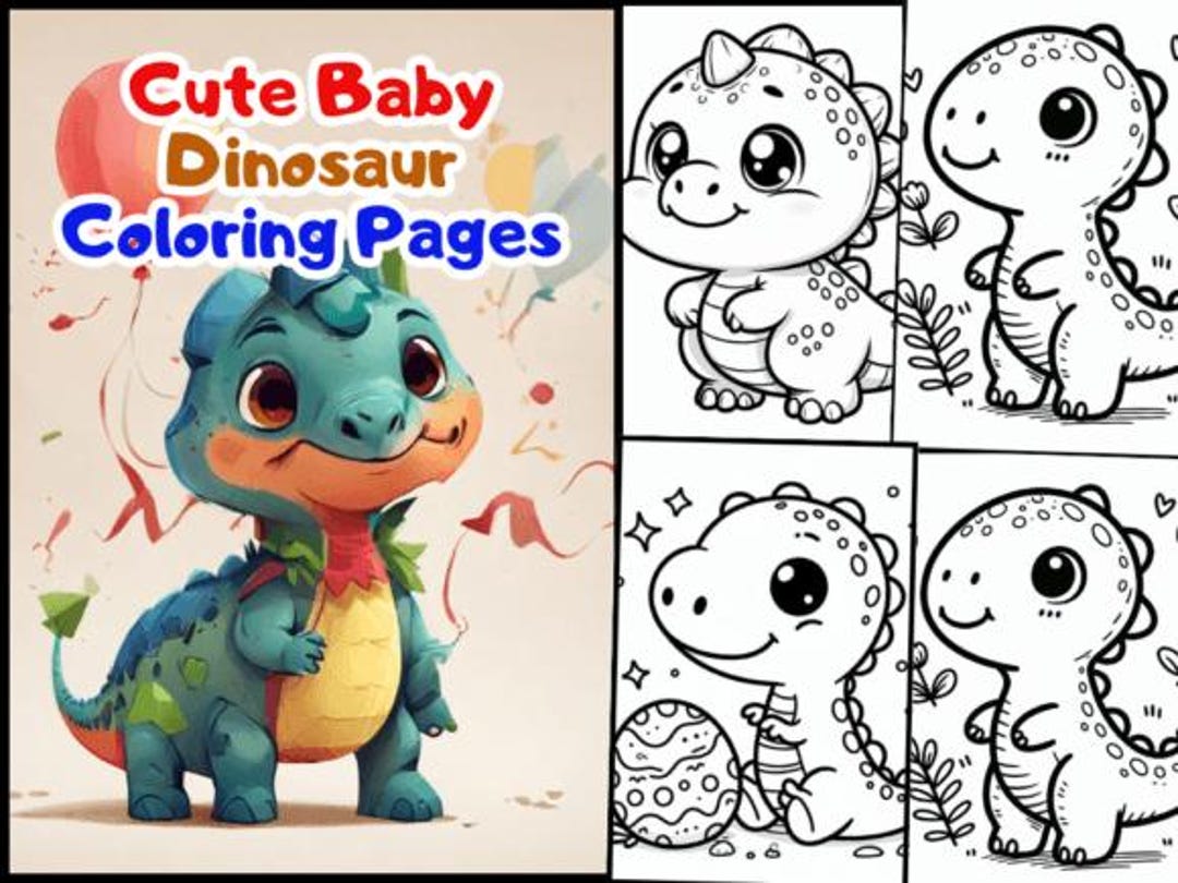 Adorable Baby Dinosaurs Coloring Book for Kids | 15 Pages of Fun - Etsy