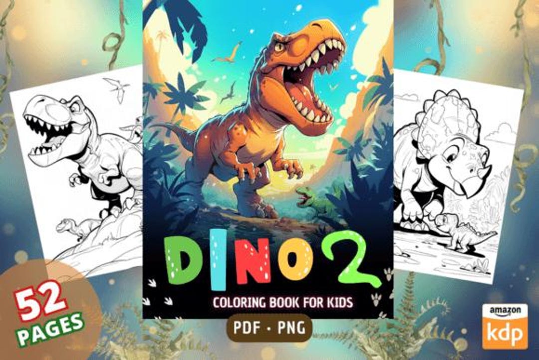 Cute Dinosaur Coloring Book - 52 Pages of Jurassic Fun for Kids! - Etsy