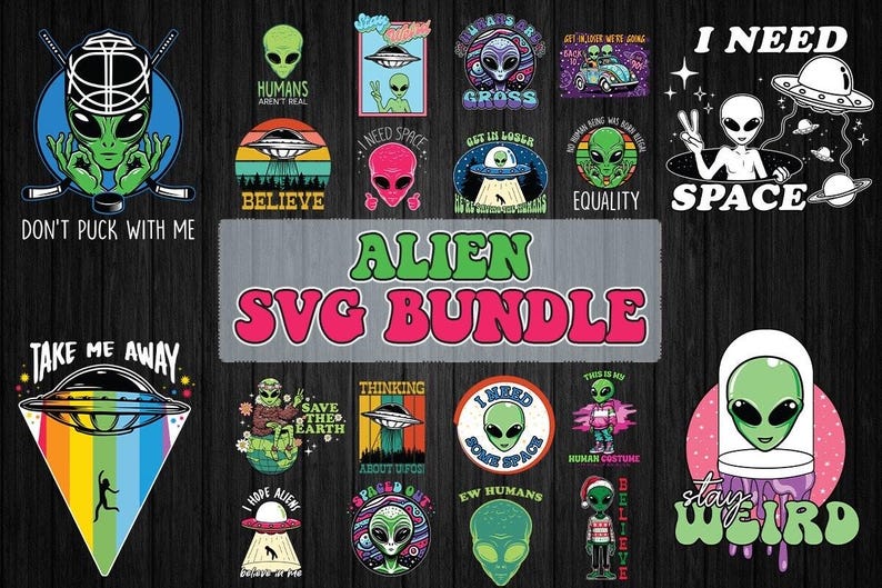 Alien SVG Bundle (20 Premium Graphics) - Etsy