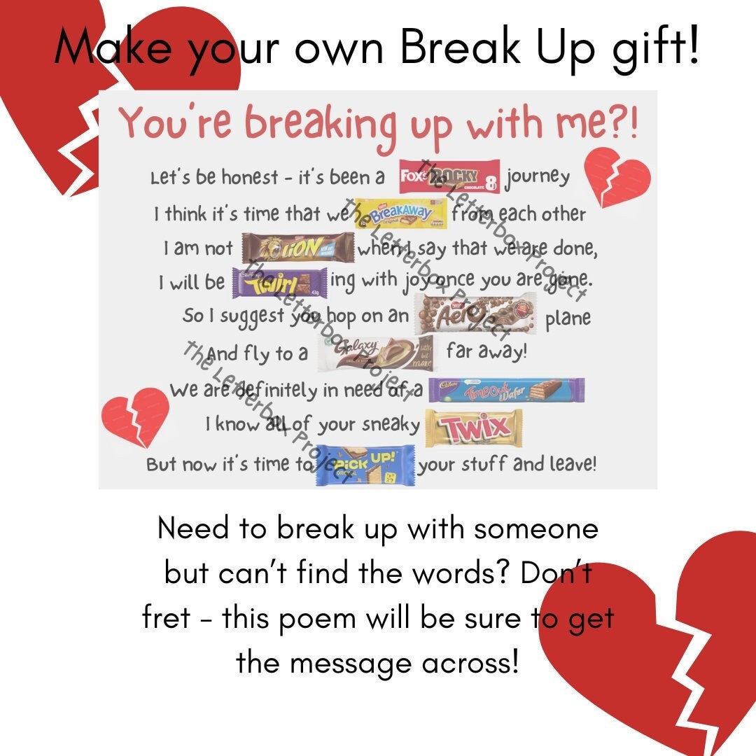 DIGITAL - Break up Chocolate Themed Poem Gift | Break up With ...