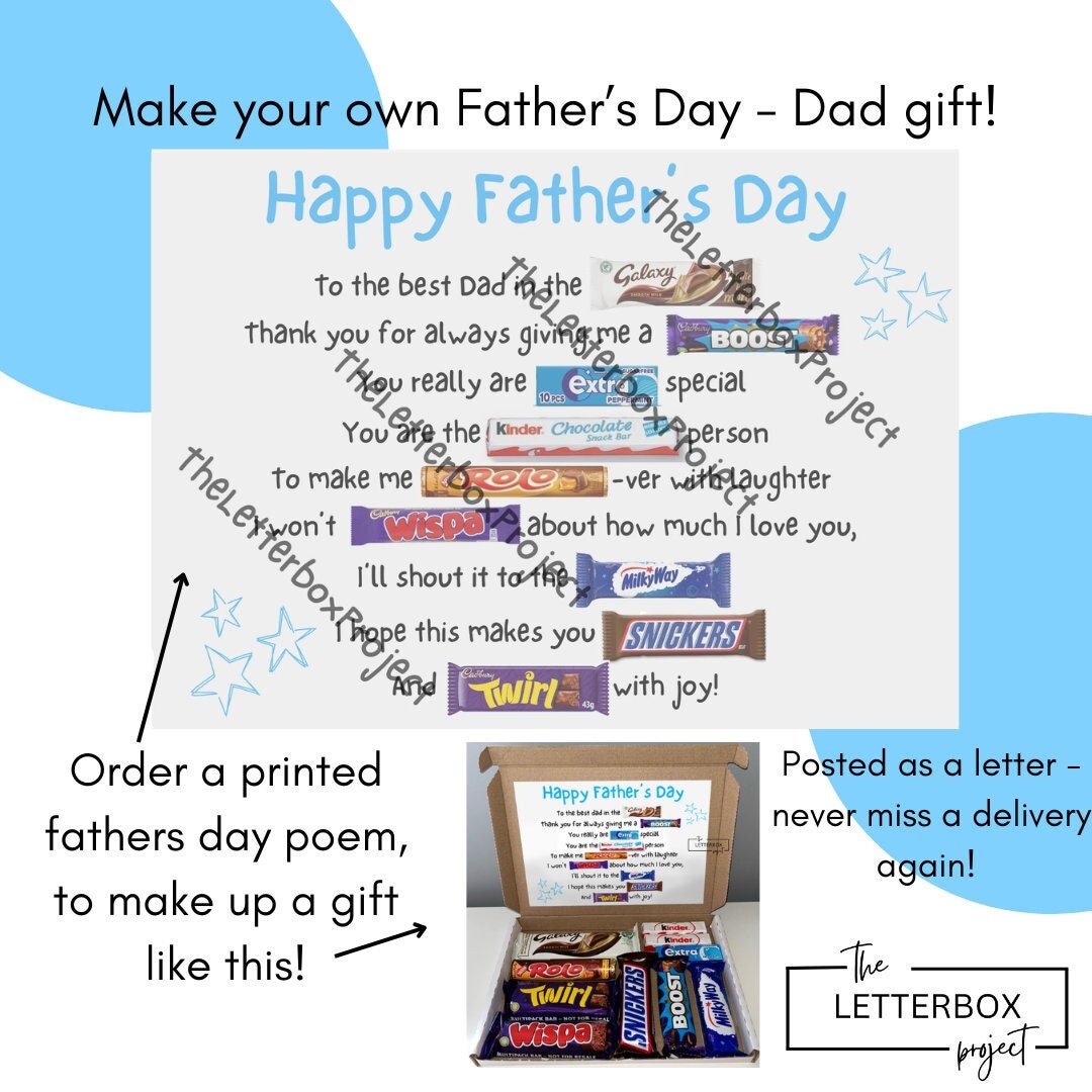 Father's Day Chocolate Poem Print at Home Chocolate Themed Poem for Dad ...