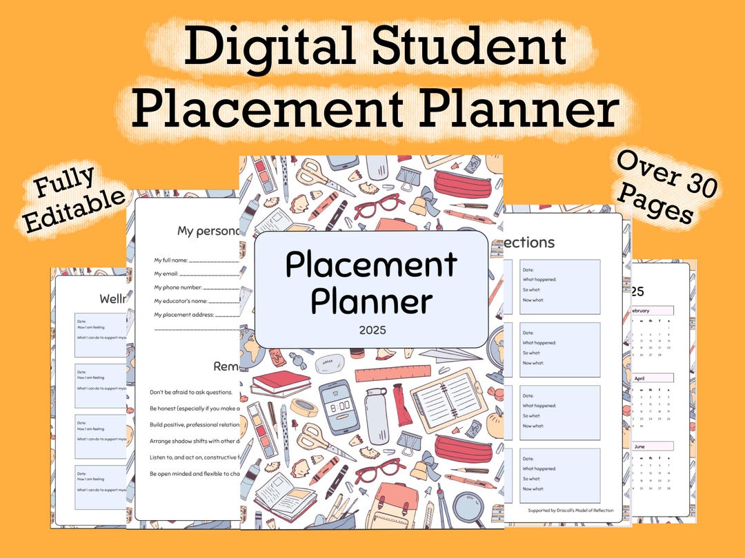 Editable Student Placement Planner | University, Healthcare (PDF) - Etsy