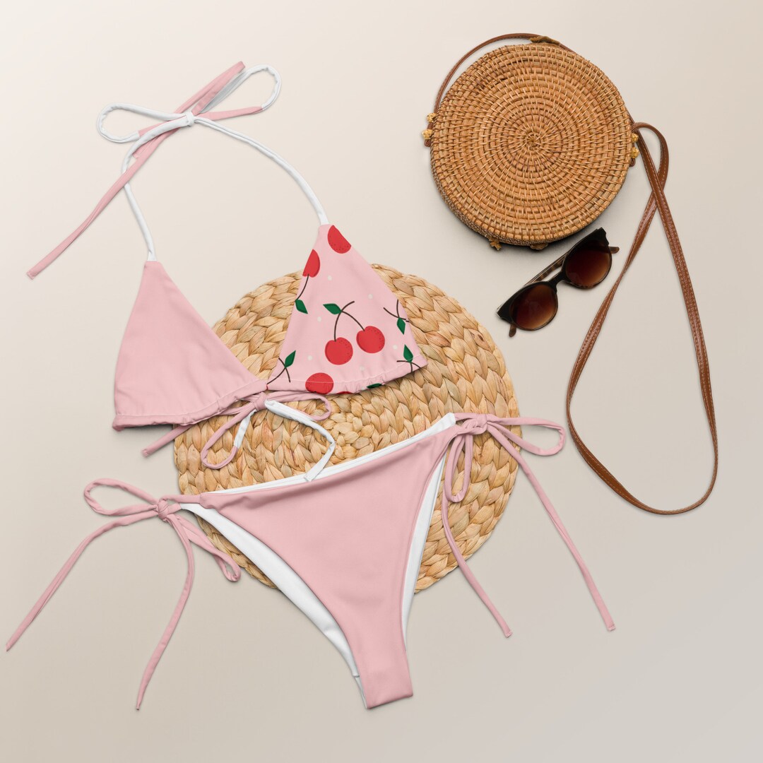 Pink Cherry String Bikini - Etsy