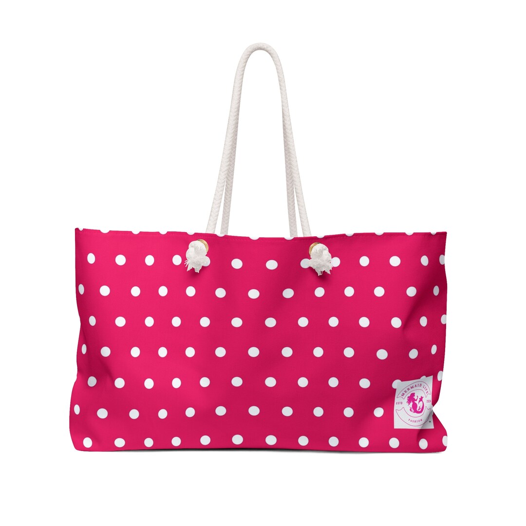 Weekender Bag Hot Pink White Polka Dots - Etsy