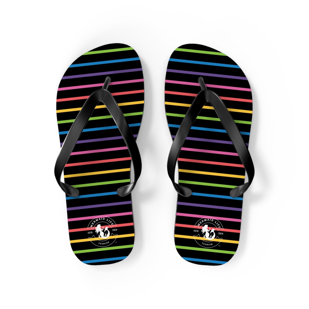 Rainbow Stripes Flip Flops - Etsy