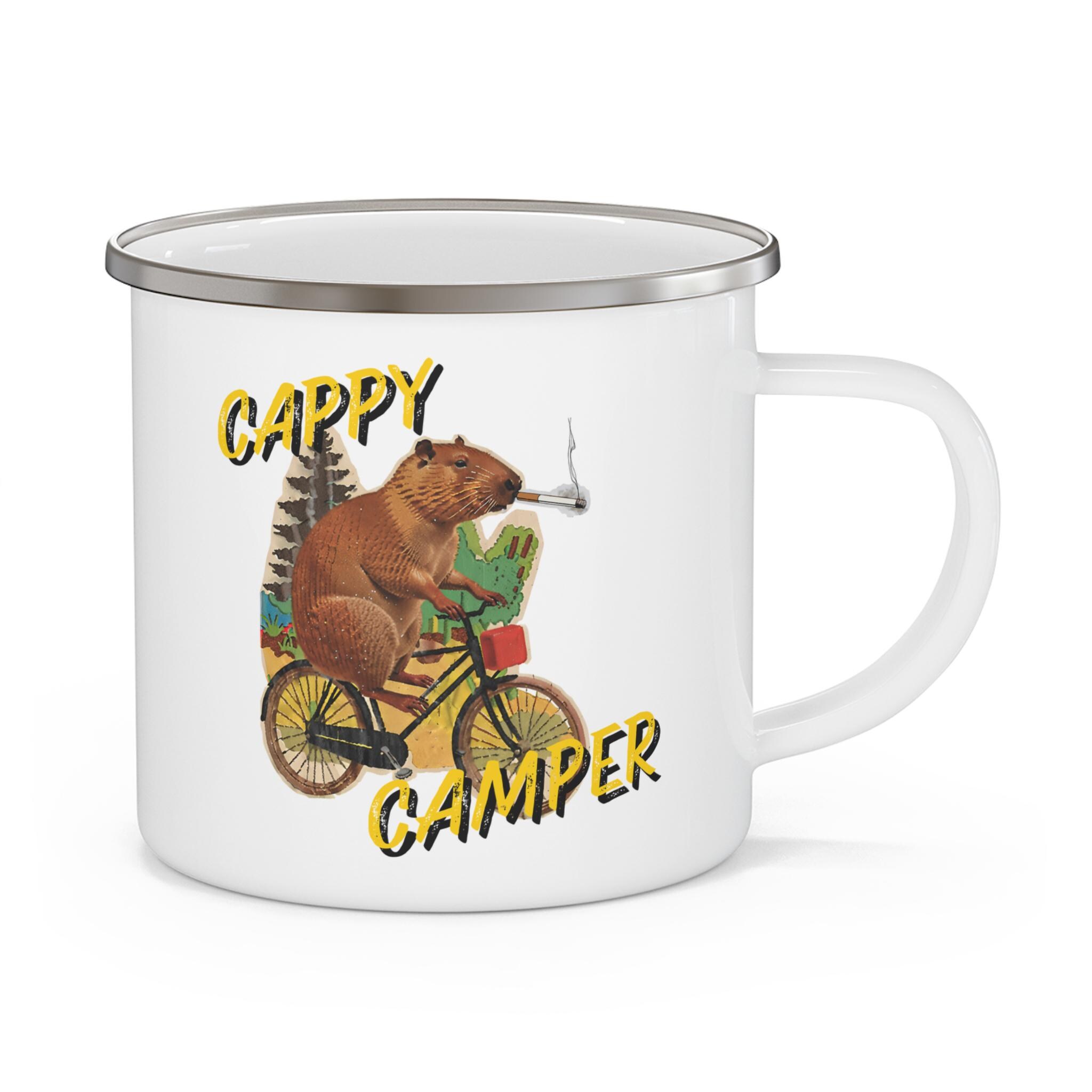 Capybara Camper Enamel Mug: "be Cappy" Coffee Cup - Etsy