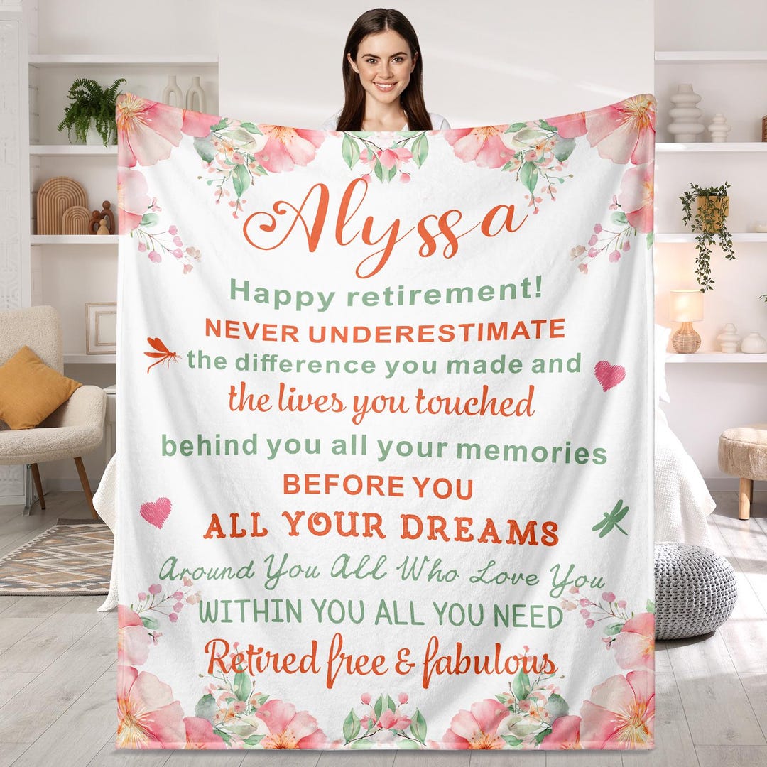Personalized Retirement Blanket Custom Gift for Women Coworker Retired ...
