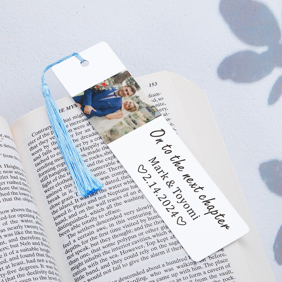 Custom Weeding Anniversary Photo Bookmark With Tassel Personalized Name ...