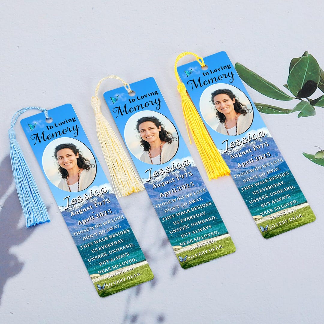 Custom Memorial Bookmark With Photo in Loving Memory Picture Bookmark ...