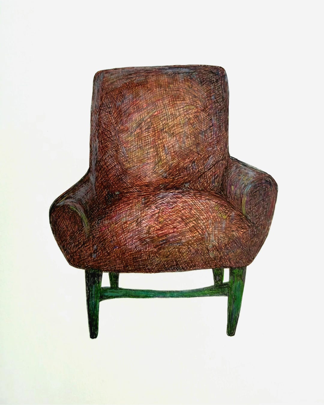 Original 1950s Danish Armchair Ink Drawing by Sheri Larsen - Etsy