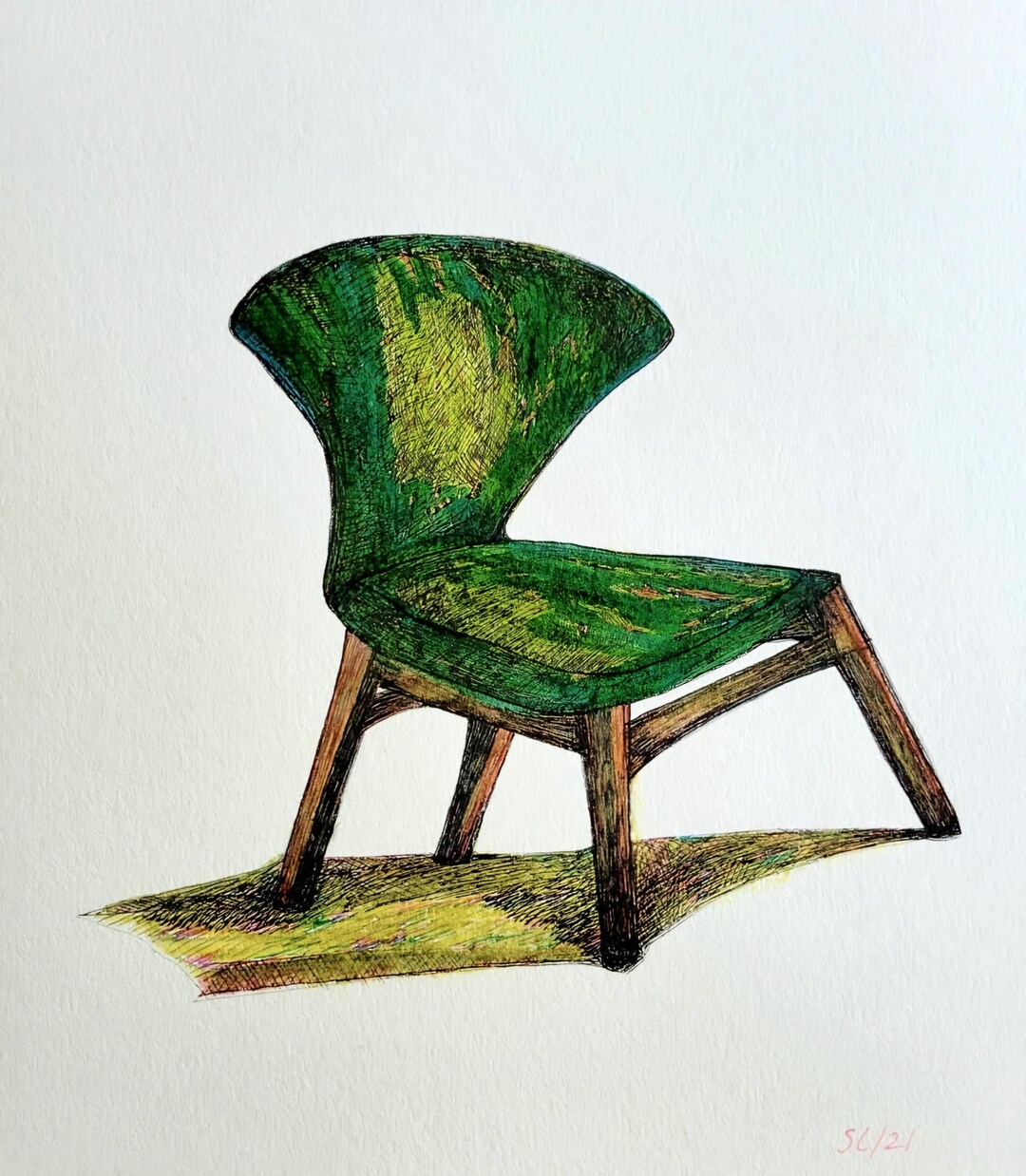 1950s Swedish Chair Ink Drawing Original by Sheri Larsen - Etsy