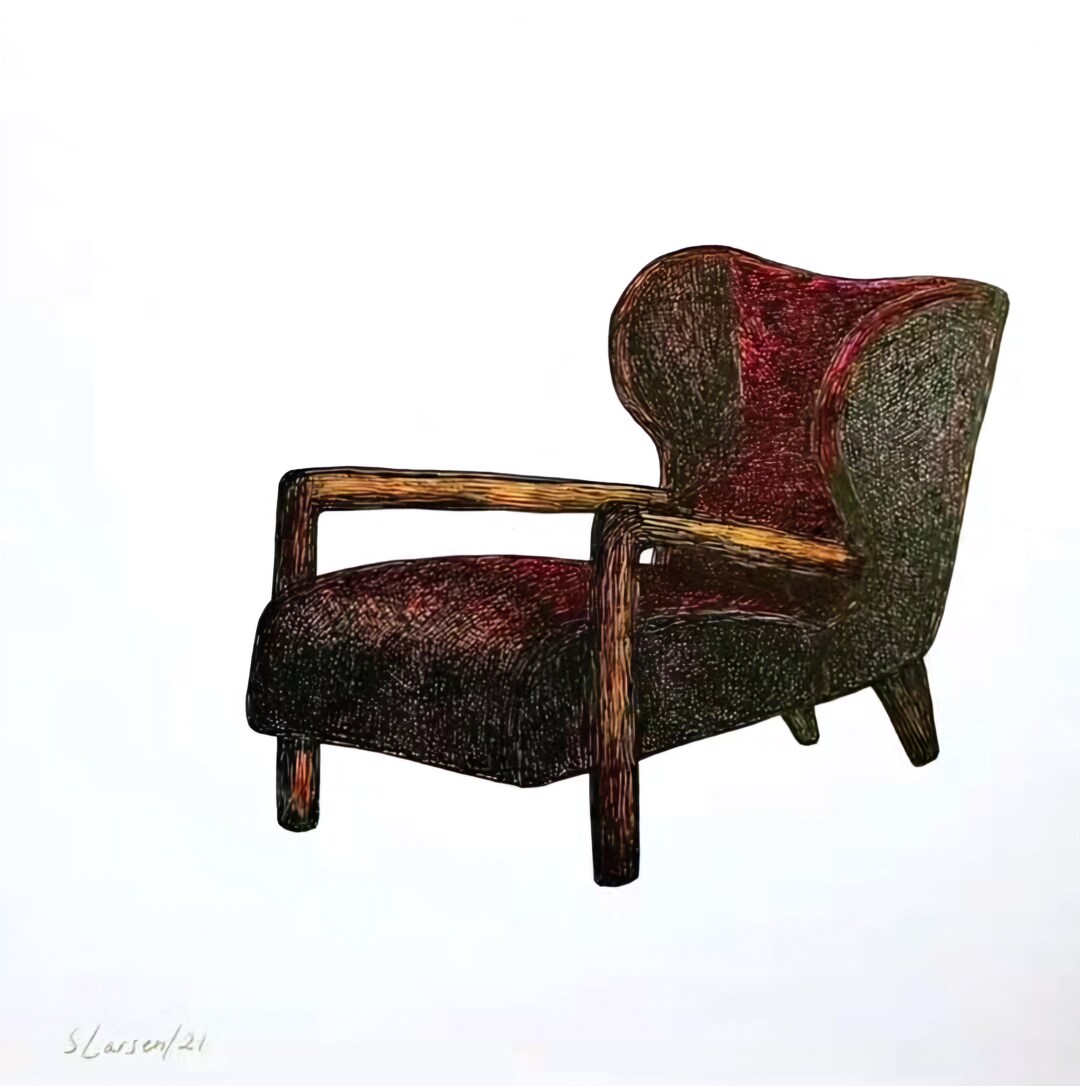 1950s French Modern Chair Ink Drawing by Sheri Larsen - Etsy