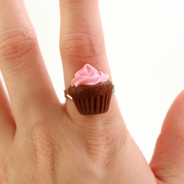 Food Jewelry Scented Strawberry Chocolate Cupcake Ring with | Etsy