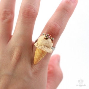 Food Jewelry Scented Vanilla Ice-cream Ring Handmade Polymer Clay Charm ...