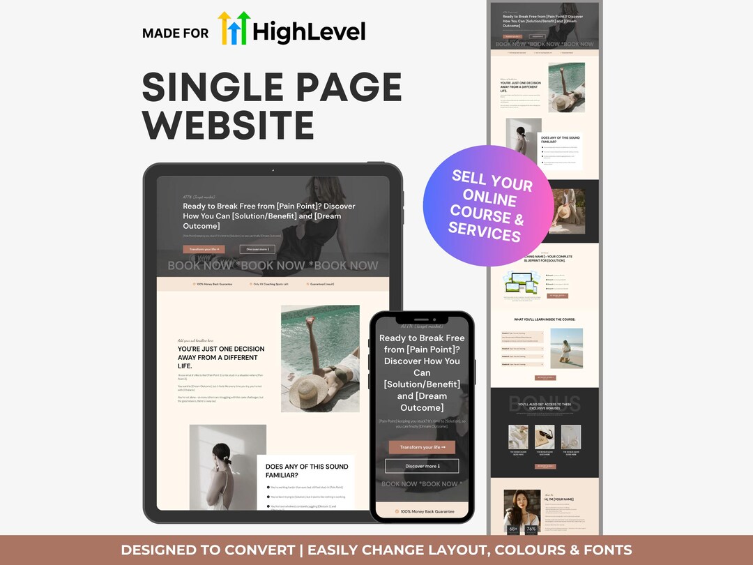 Single Page Website Template, Gohighlevel Website Design Template, GHL ...
