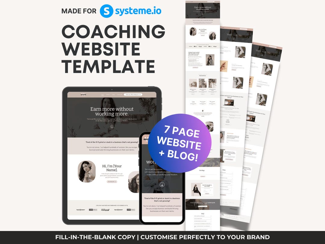 Coaching Website Template, Systeme.io Web Page Template, Systeme.io ...