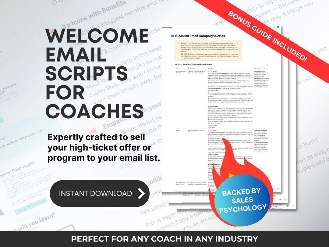 Email Campaign Template, Welcome Email Scripts for Coaches, Upsell ...