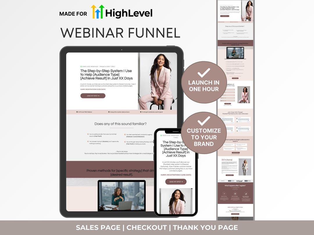 Gohighlevel Webinar Funnel Template for Coaches, GHL Funnel Webinar ...