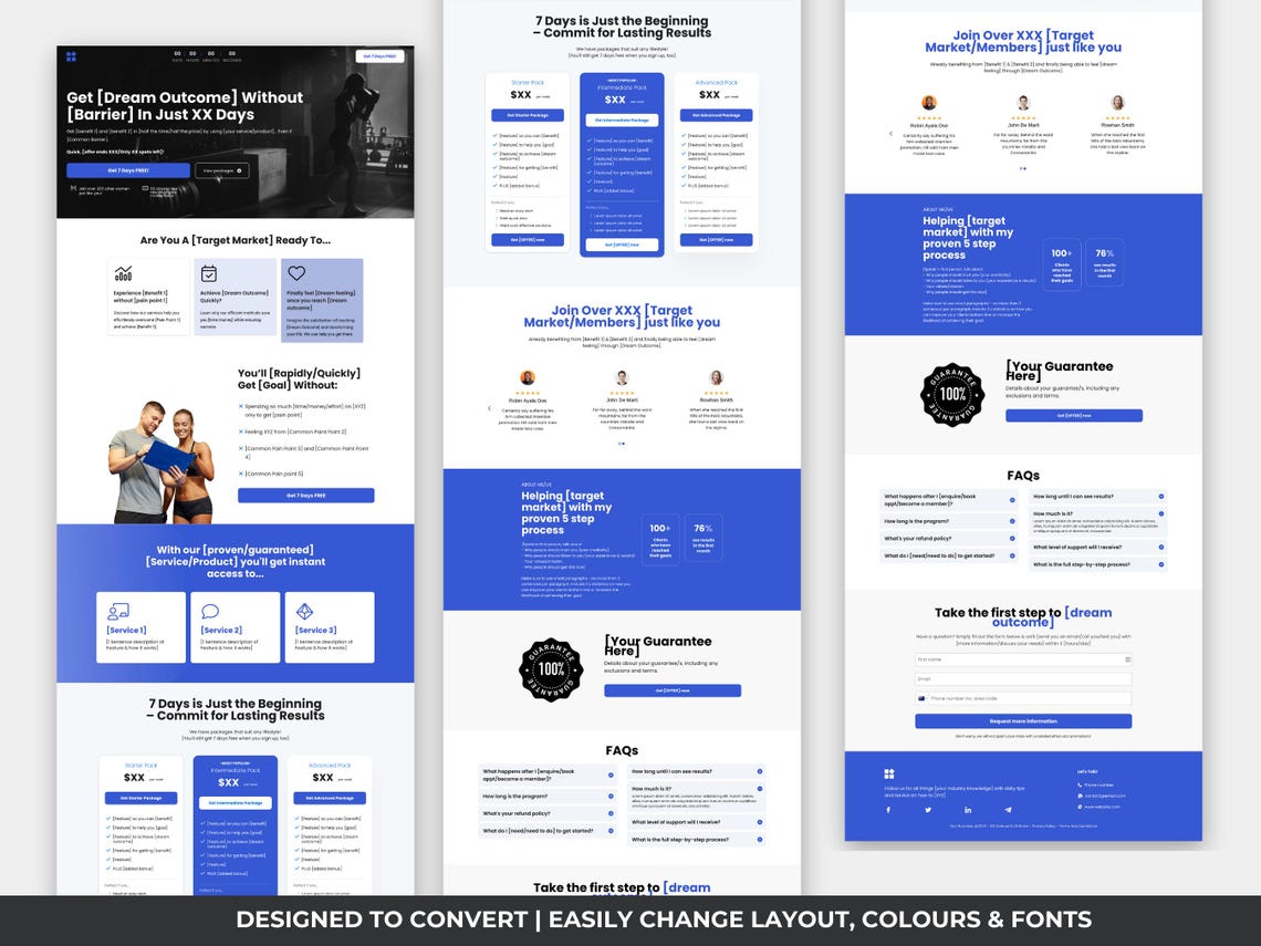 Men's Personal Trainer Landing Page Fitness Coach Sales Funnel Template ...