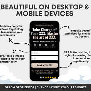 Masterclass Sales Page for Online Coach, Systeme.io Landing Page Template, Black and Beige ...