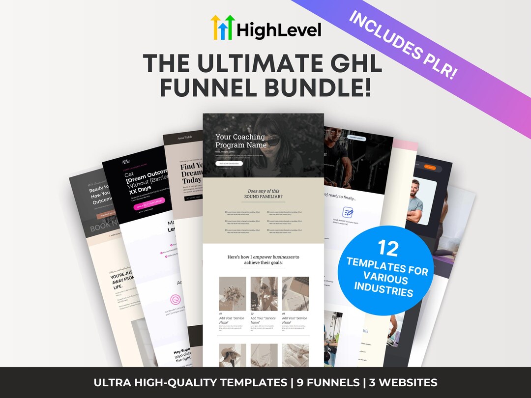 Gohighlevel Funnel Template Bundle With PLR, GHL Website Templates ...