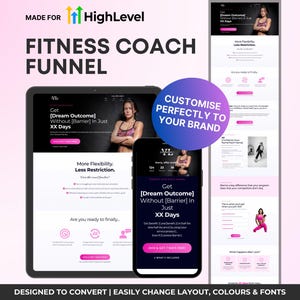 Fitness Sales Funnel Template for GHL, Pink Website Template With ...