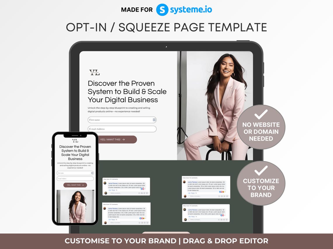 Systeme.io Opt in Funnel Template Landing Page, Squeeze Page Template ...