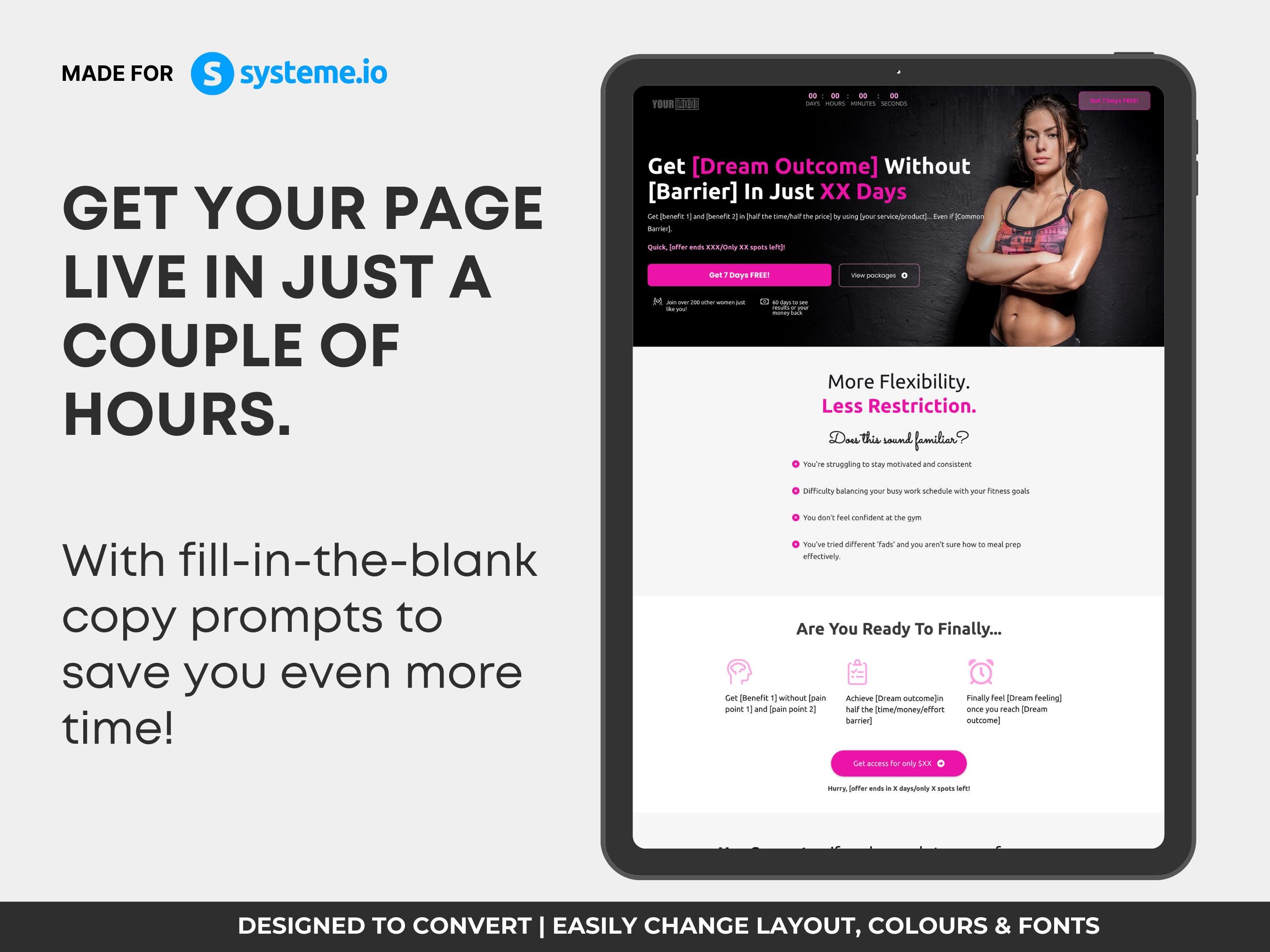 Systeme.io Fitness Funnel Template, Systeme Template for Personal ...
