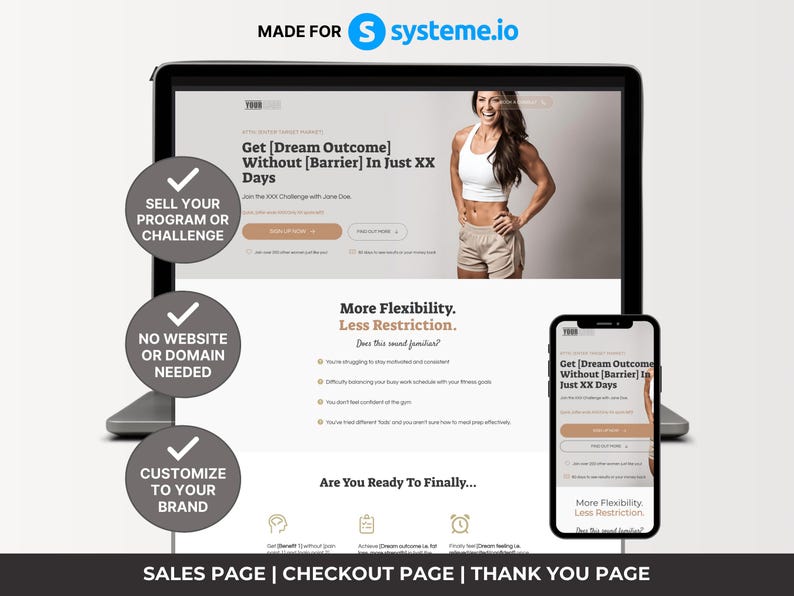 Fitness Coach Sales Funnel Template, Minimalist Fitness Coaching ...