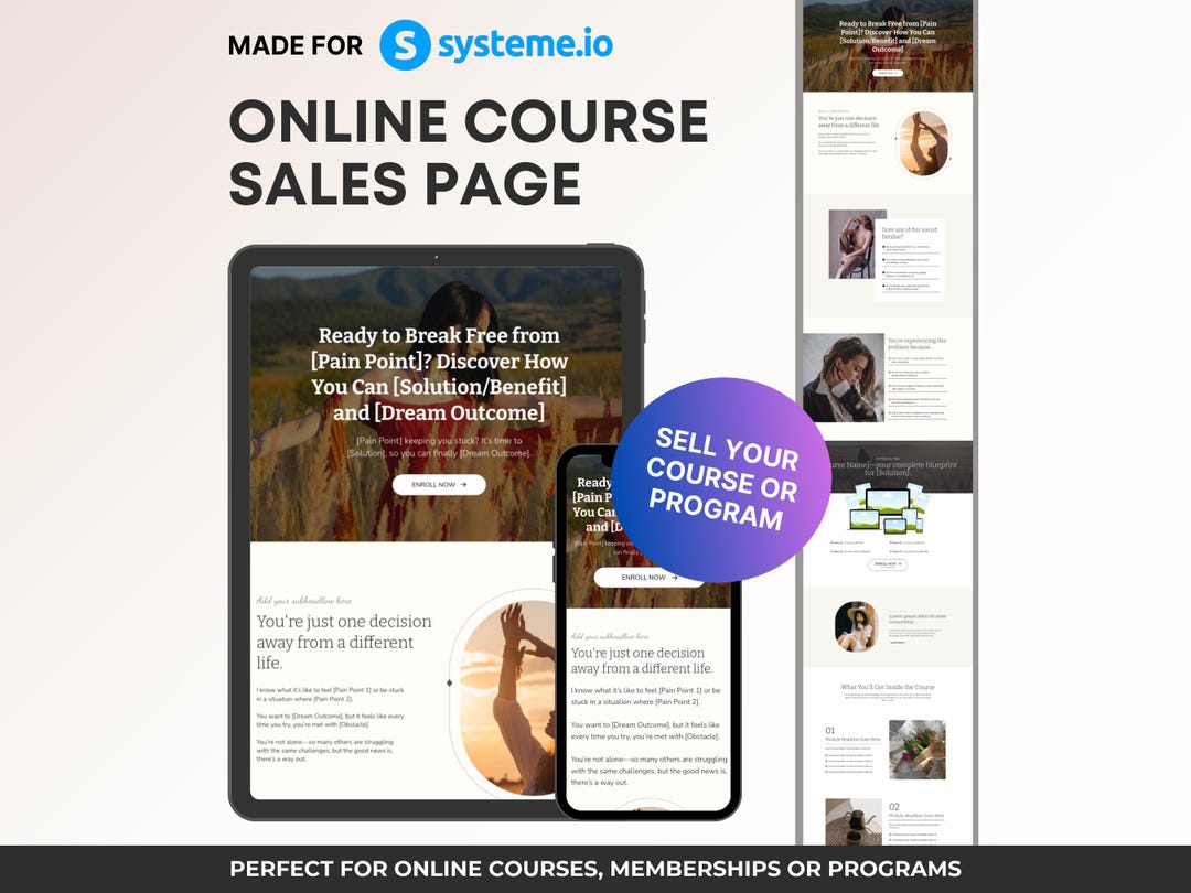 Online Course Template Systeme.io Template Online Course Sales Page ...