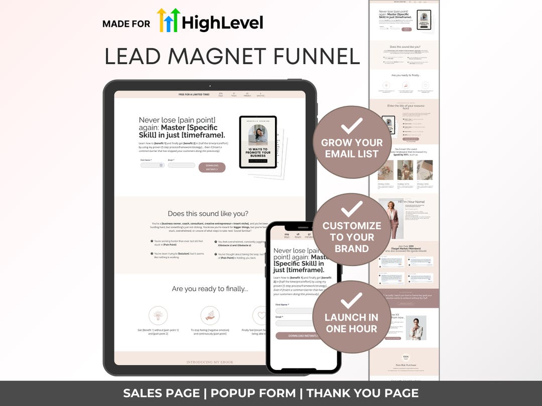 Gohighlevel Lead Magnet Funnel Template, High-converting GHL Opt-in ...