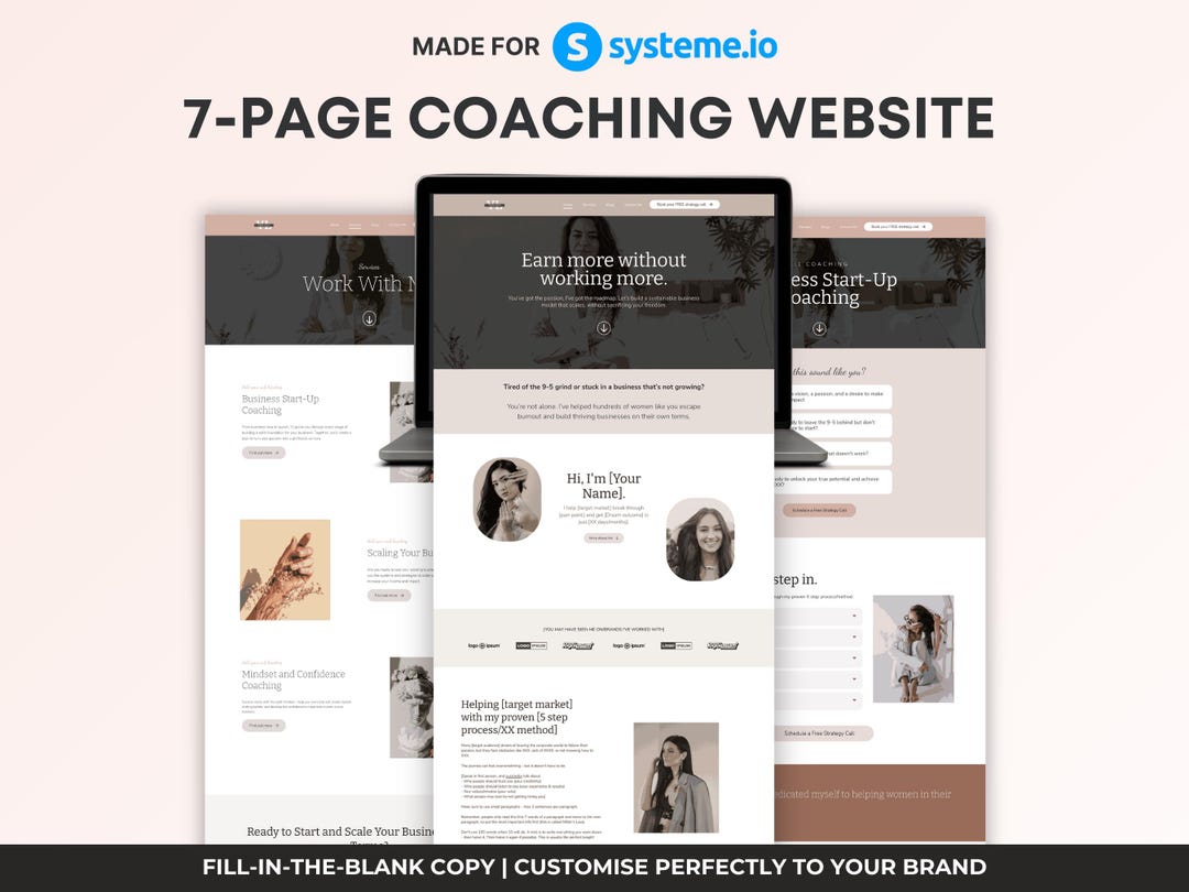 Systeme.io Coaching Website Template, Systeme.io Web Design, Complete ...