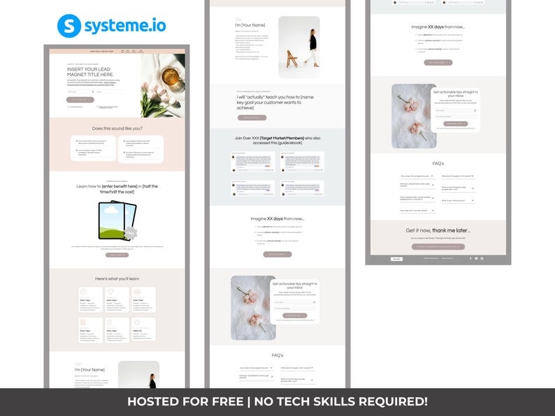 Systeme.io Funnel Template, Digital Product Website, Pink Website ...