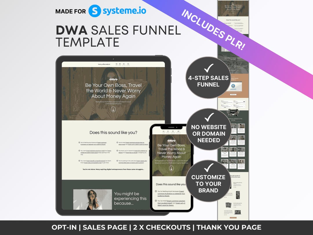 DWA Sales Funnel Template Systeme.io, PLR Digital Wealth Academy ...
