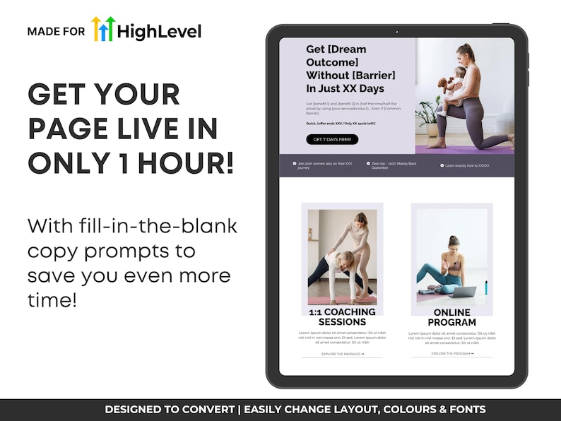 Yoga Website Template Gohighlevel, Purple Coaching Website, Gohighlevel ...