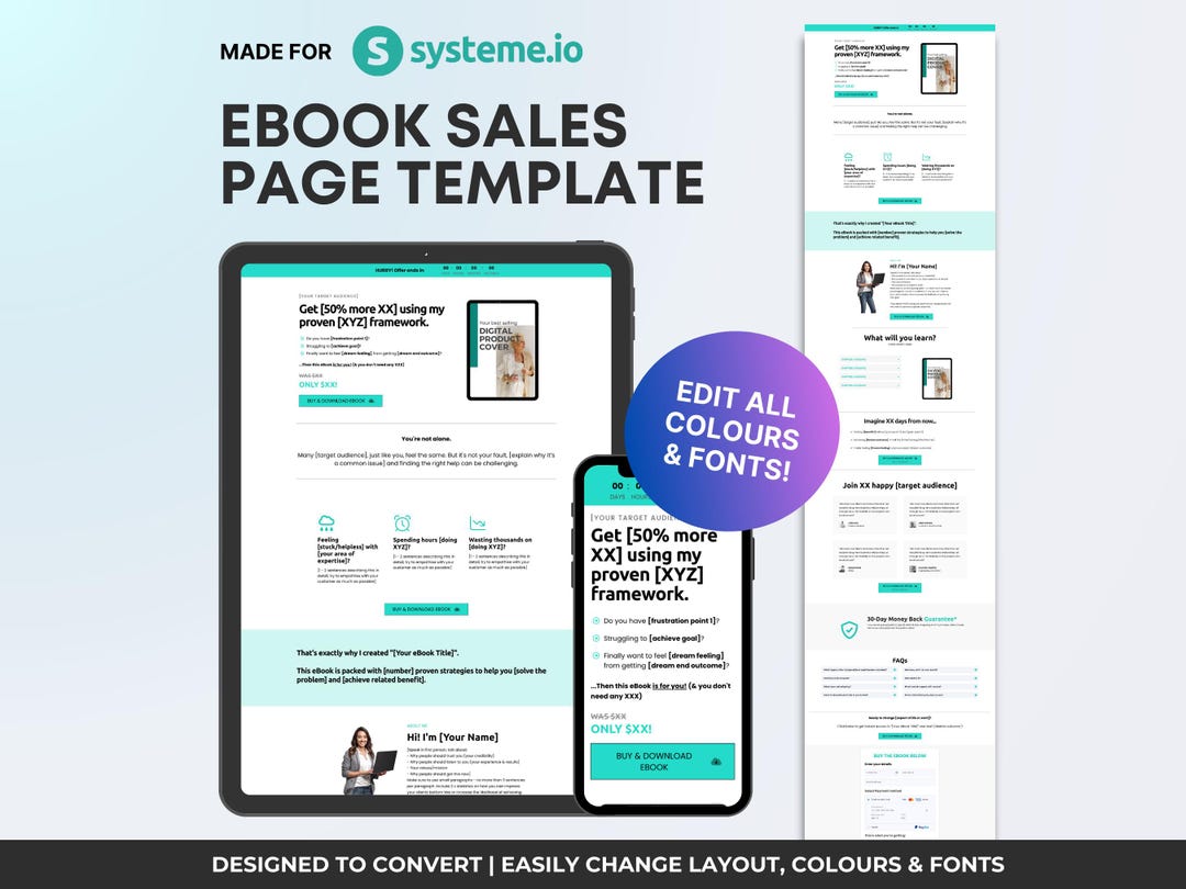 Ebook Landing Page, Systeme.io Sales Website for Ebook, Sales Funnel ...