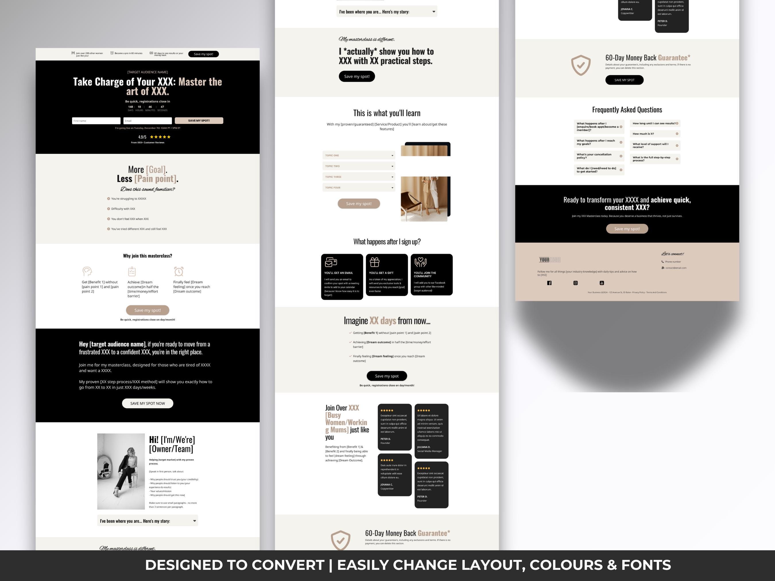 Masterclass Sales Page for Online Coach Masterclass Landing Page Template Systemeio Template ...